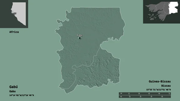 Forma de Gabu, región de Guinea-Bissau, y su capital. Escala de ...