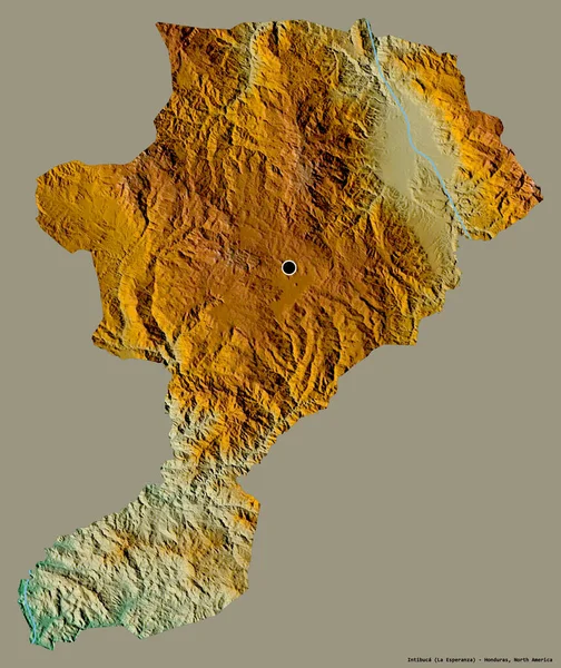 Shape of Intibuca, department of Honduras, with its capital isolated on ...