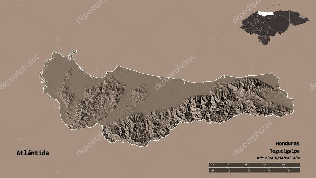 Forma de Atlantida, departamento de Honduras, con su capital aislada ...
