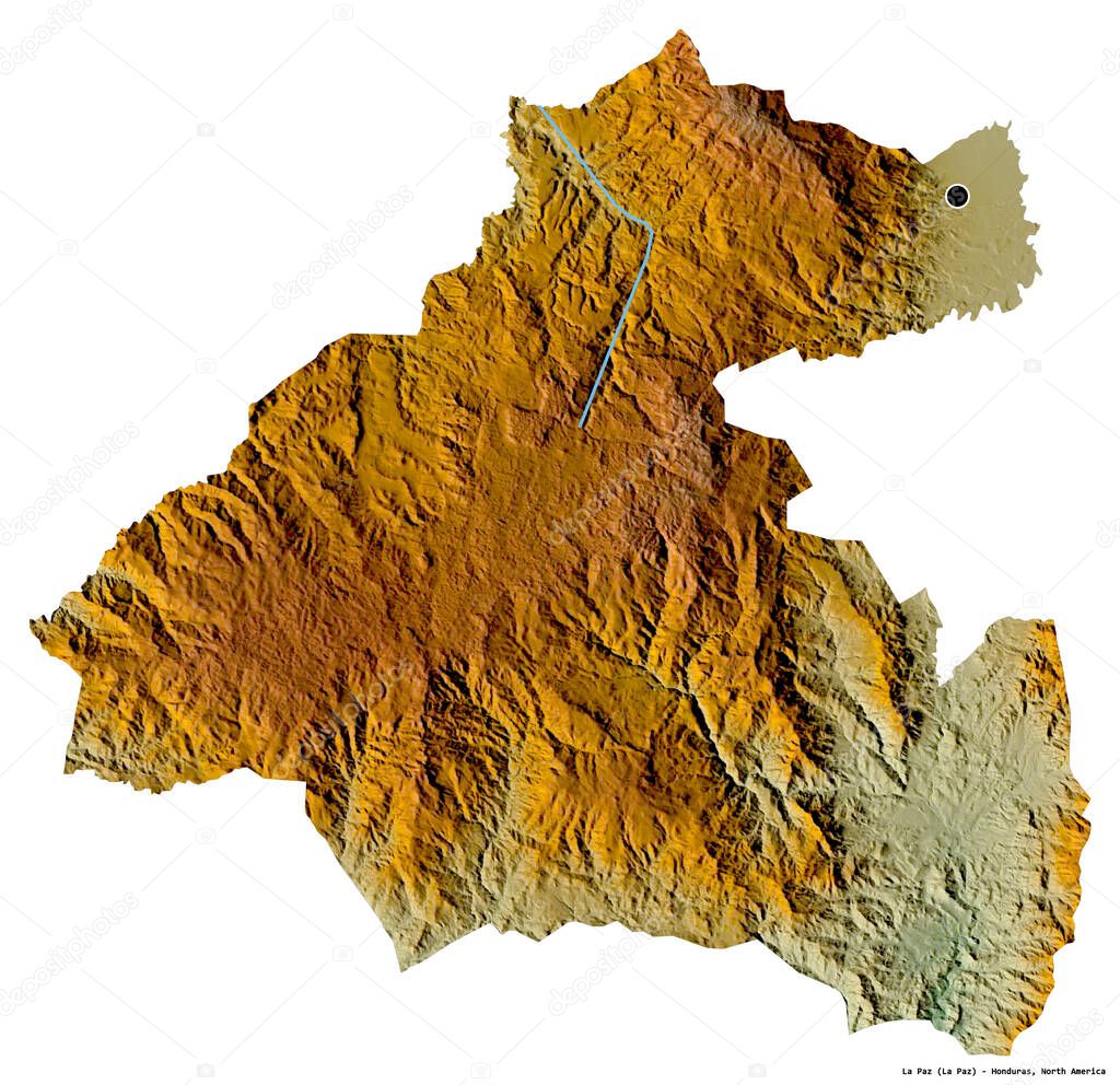 Forma de La Paz, departamento de Honduras, con su capital aislada sobre ...