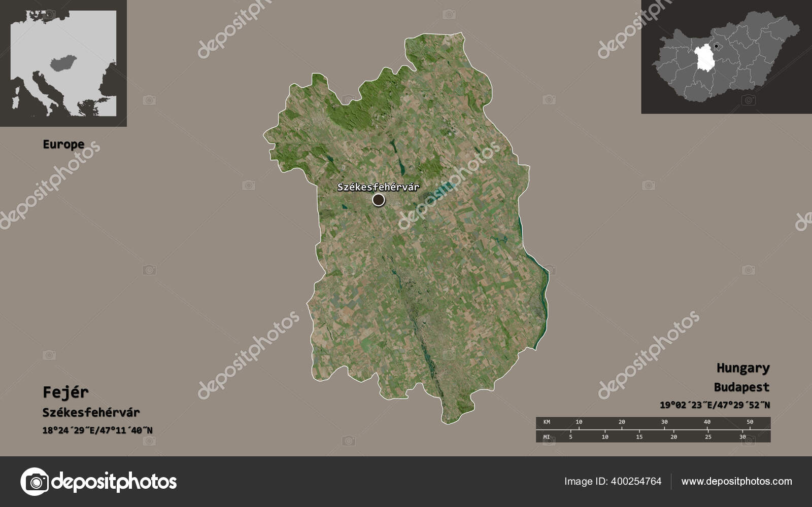 Shape Fejer County Hungary Its Capital Distance Scale Previews Labels ...