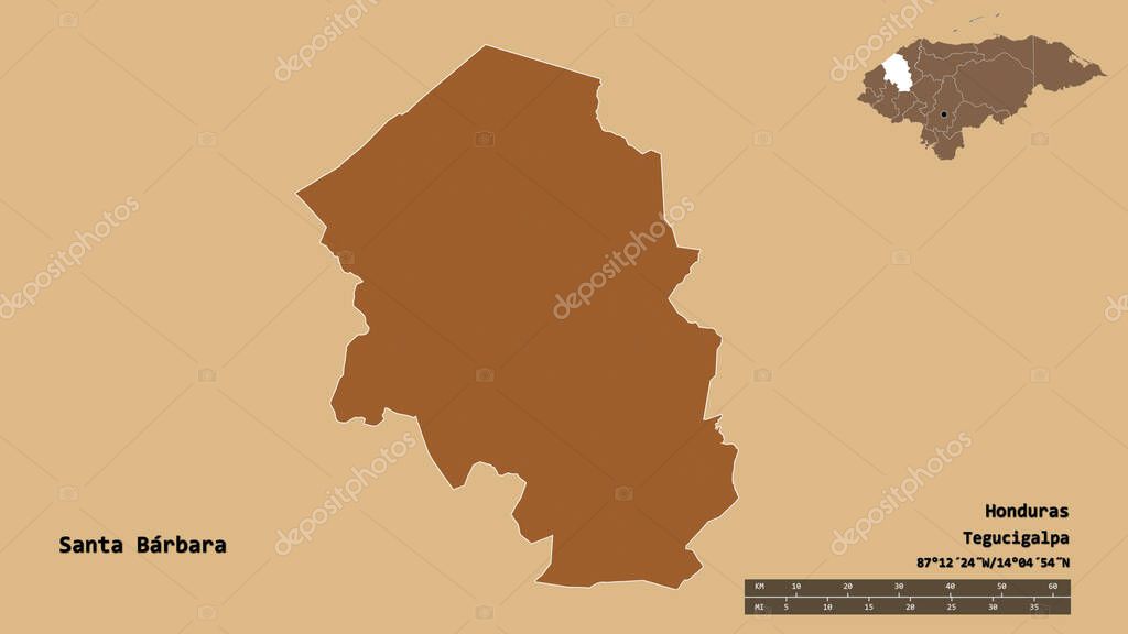 Forma de Santa Bárbara, departamento de Honduras, con su capital ...