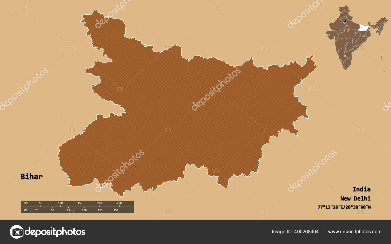 Shape Bihar State India Its Capital Isolated Solid Background Distance ...