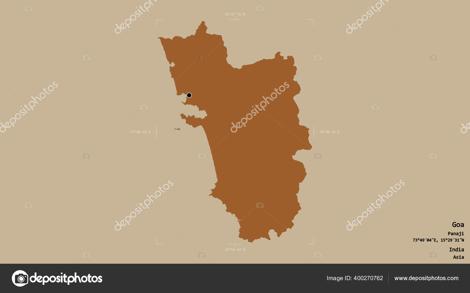Area Goa State India Isolated Solid Background Georeferenced Bounding ...