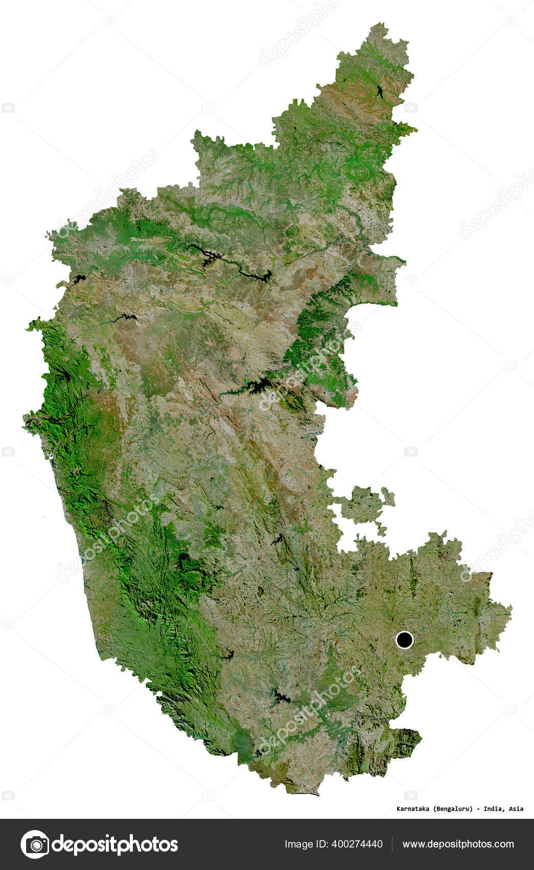 Shape Karnataka State India Its Capital Isolated White Background ...