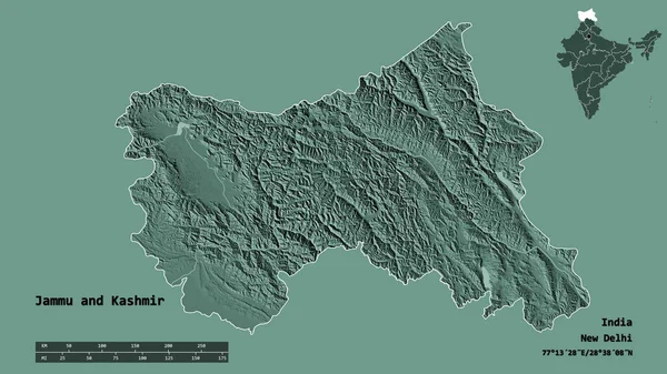 Shape of Jammu and Kashmir, state of India, with its capital isolated ...