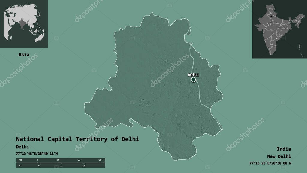 Shape of National Capital Territory of Delhi, union territory of India ...