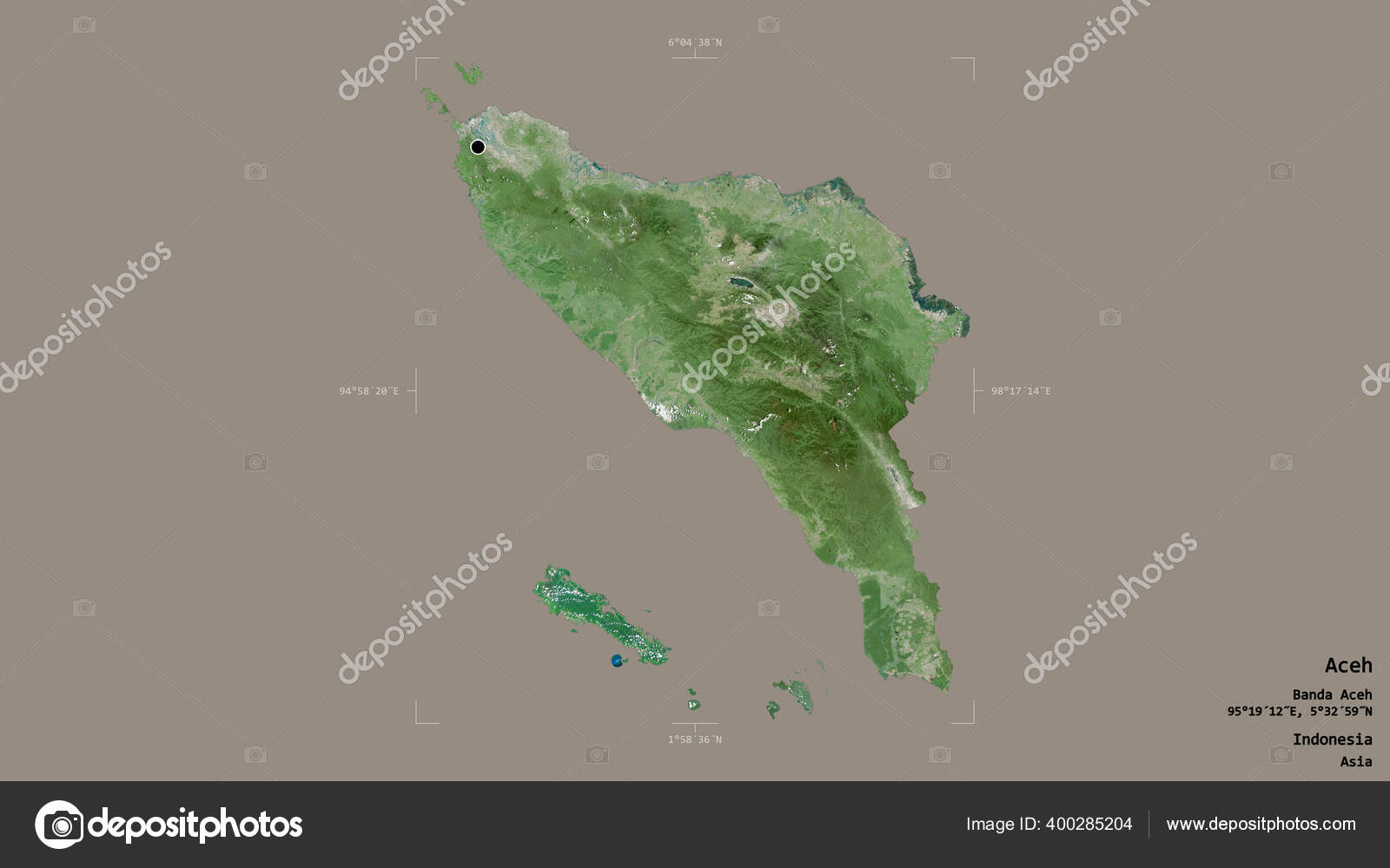 Area Aceh Autonomous Province Indonesia Isolated Solid Background ...