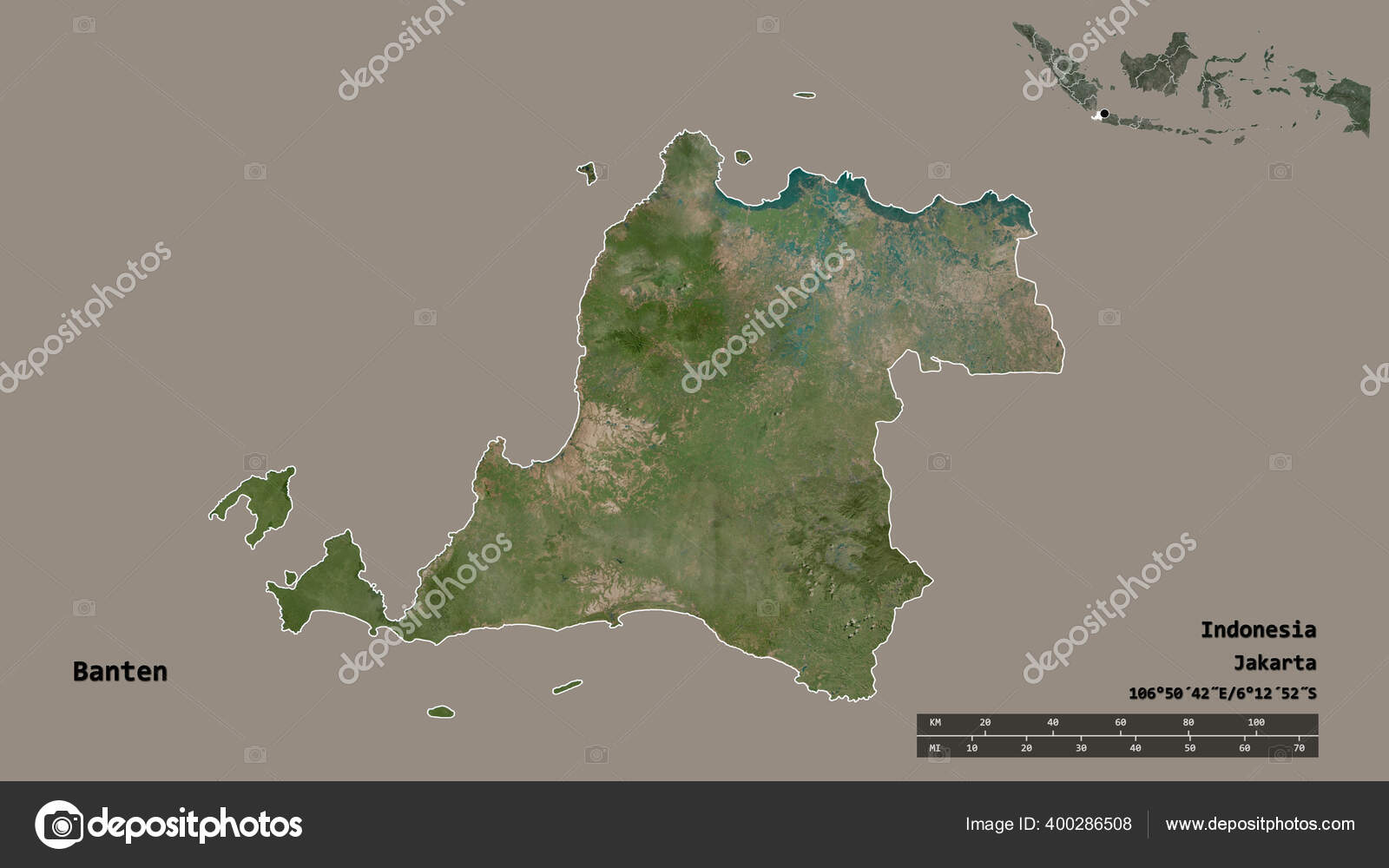 Shape Banten Province Indonesia Its Capital Isolated Solid Background ...