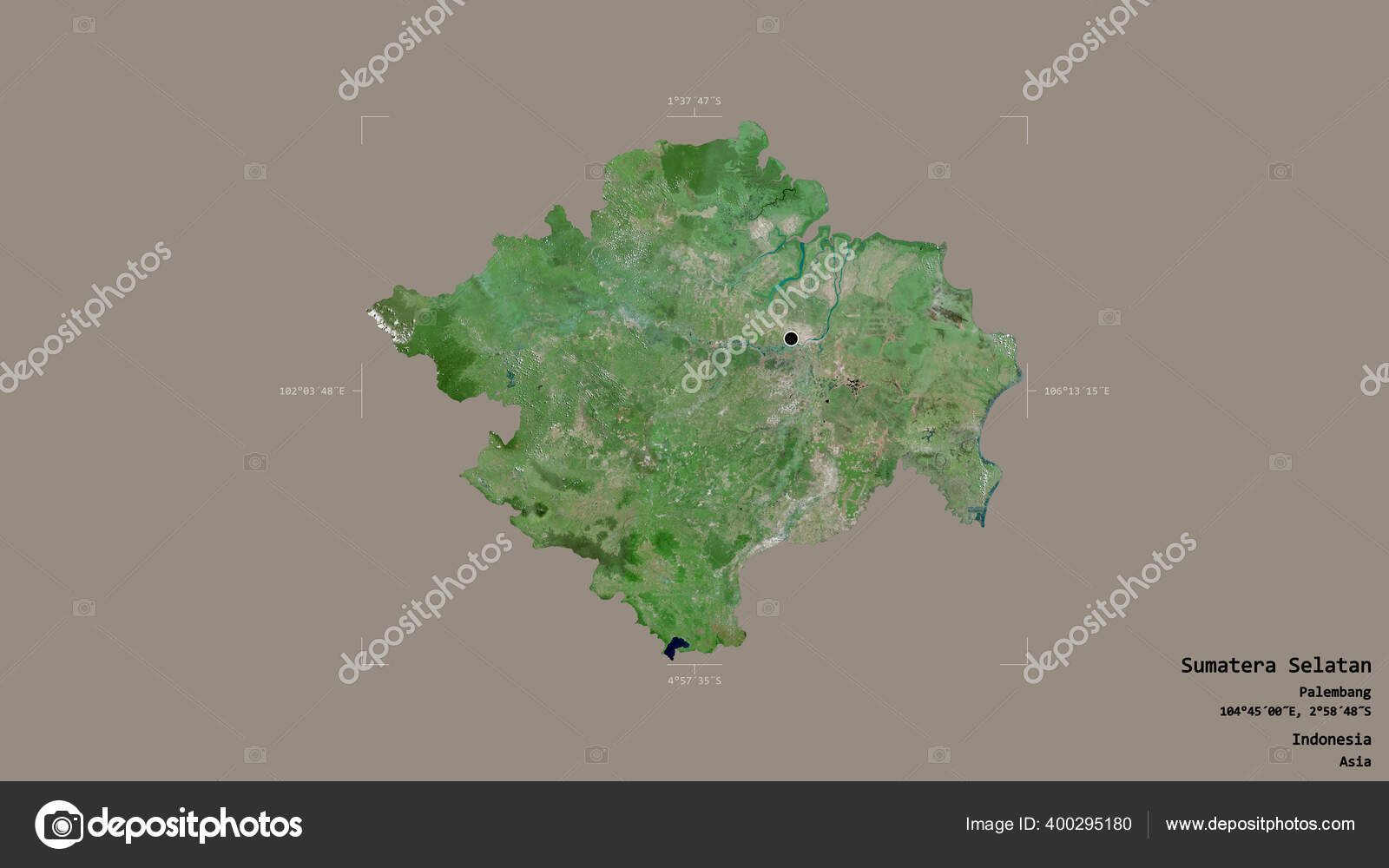 Area Sumatera Selatan Province Indonesia Isolated Solid Background ...
