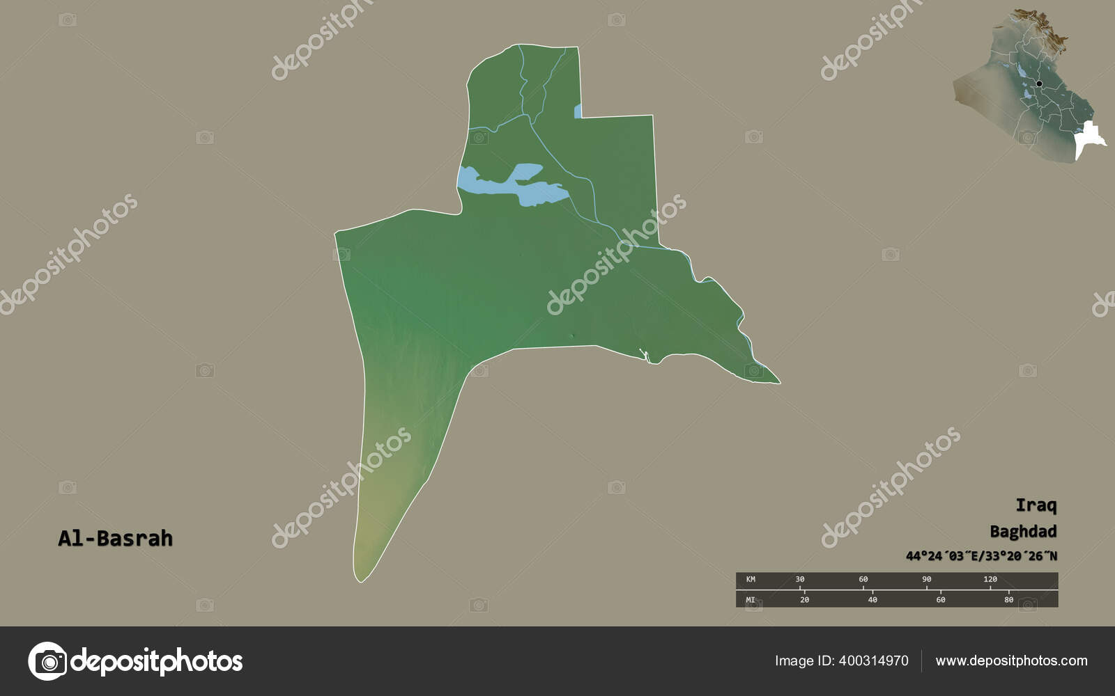 Shape Basrah Province Iraq Its Capital Isolated Solid Background ...