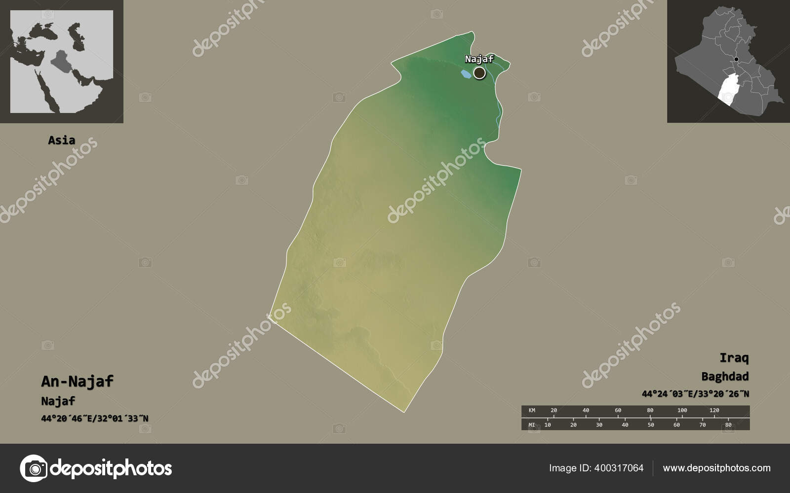 Shape Najaf Province Iraq Its Capital Distance Scale Previews Labels ...