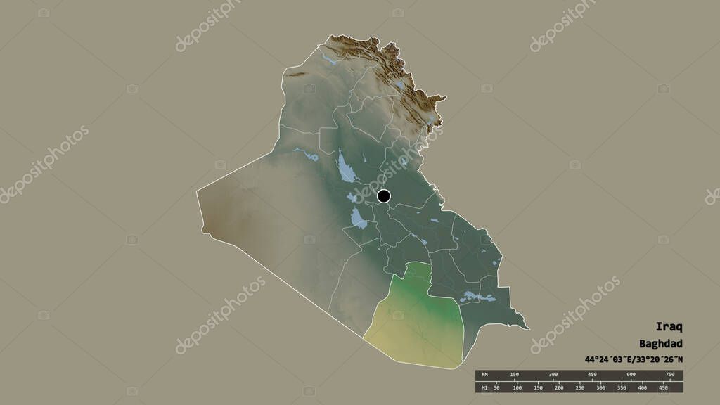 Forma desnaturalizada de Irak con su capital, división regional ...