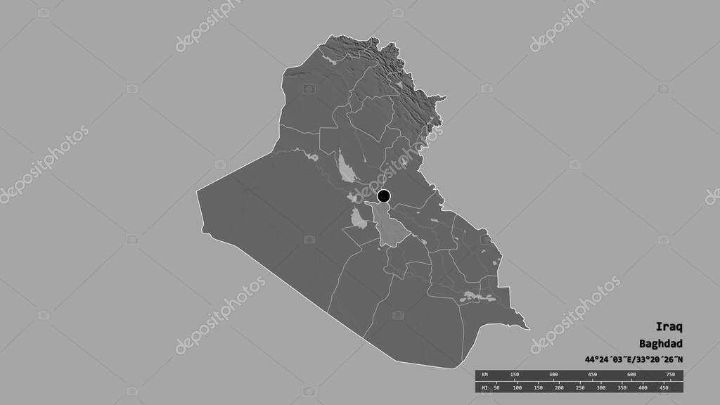 Forma desnaturalizada de Irak con su capital, división regional ...