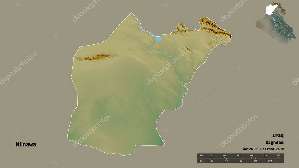 Forma de Ninawa, provincia de Irak, con su capital aislada sobre un ...