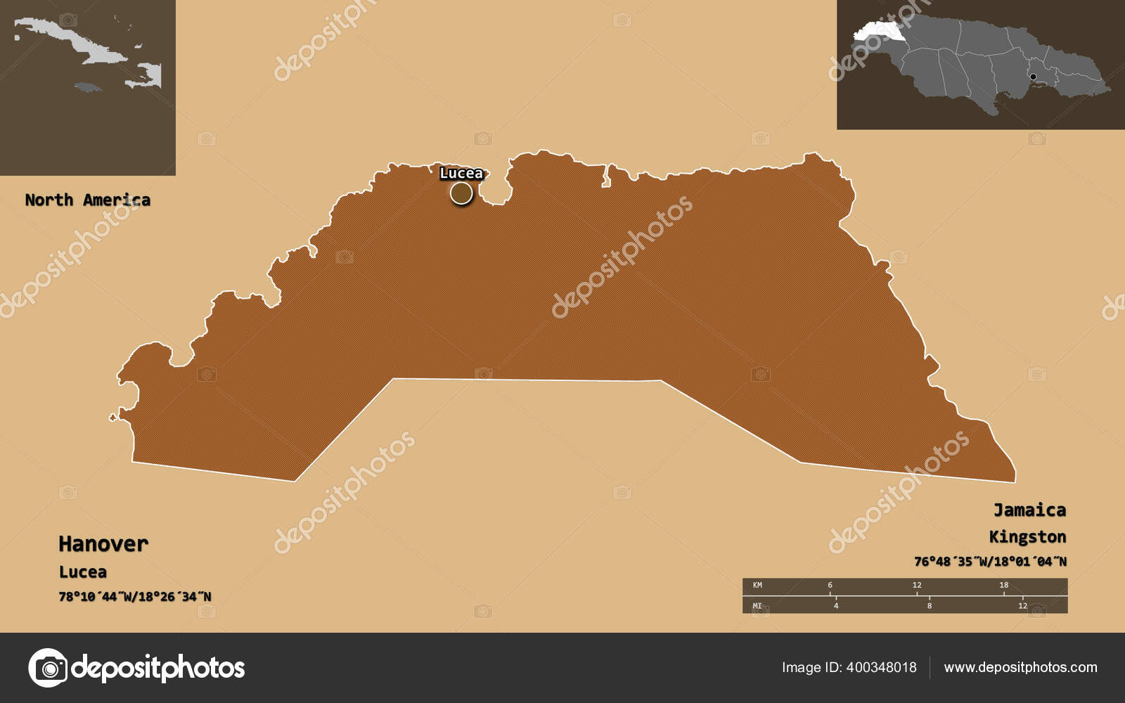 Shape Hanover Parish Jamaica Its Capital Distance Scale Previews Labels ...
