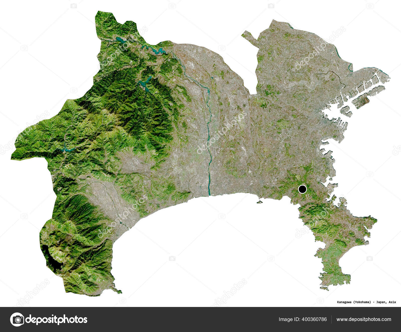 Shape Kanagawa Prefecture Japan Its Capital Isolated White Background ...
