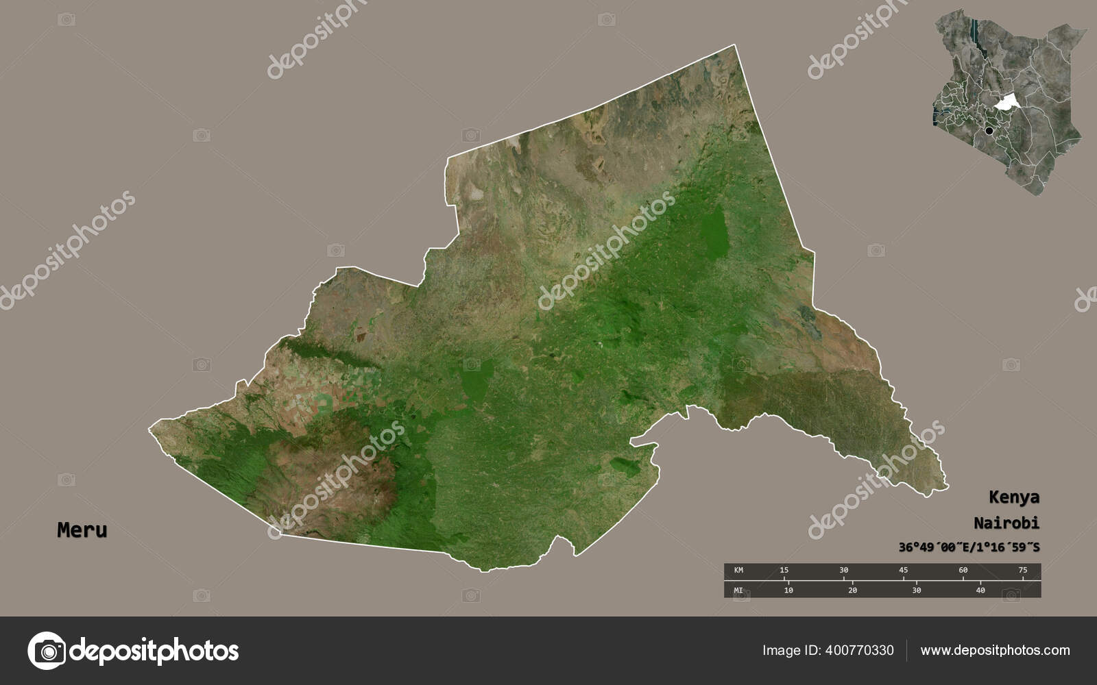 Shape Meru County Kenya Its Capital Isolated Solid Background Distance ...