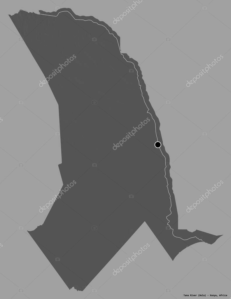 Forma del río Tana, condado de Kenia, con su capital aislada sobre un ...