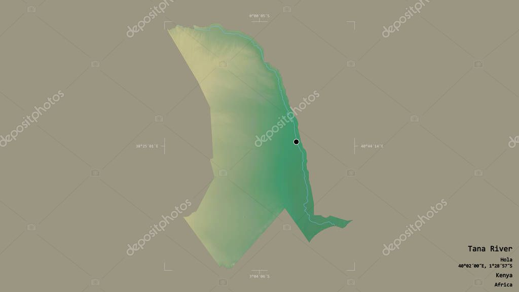 Zona del río Tana, condado de Kenia, aislada sobre un fondo sólido en ...