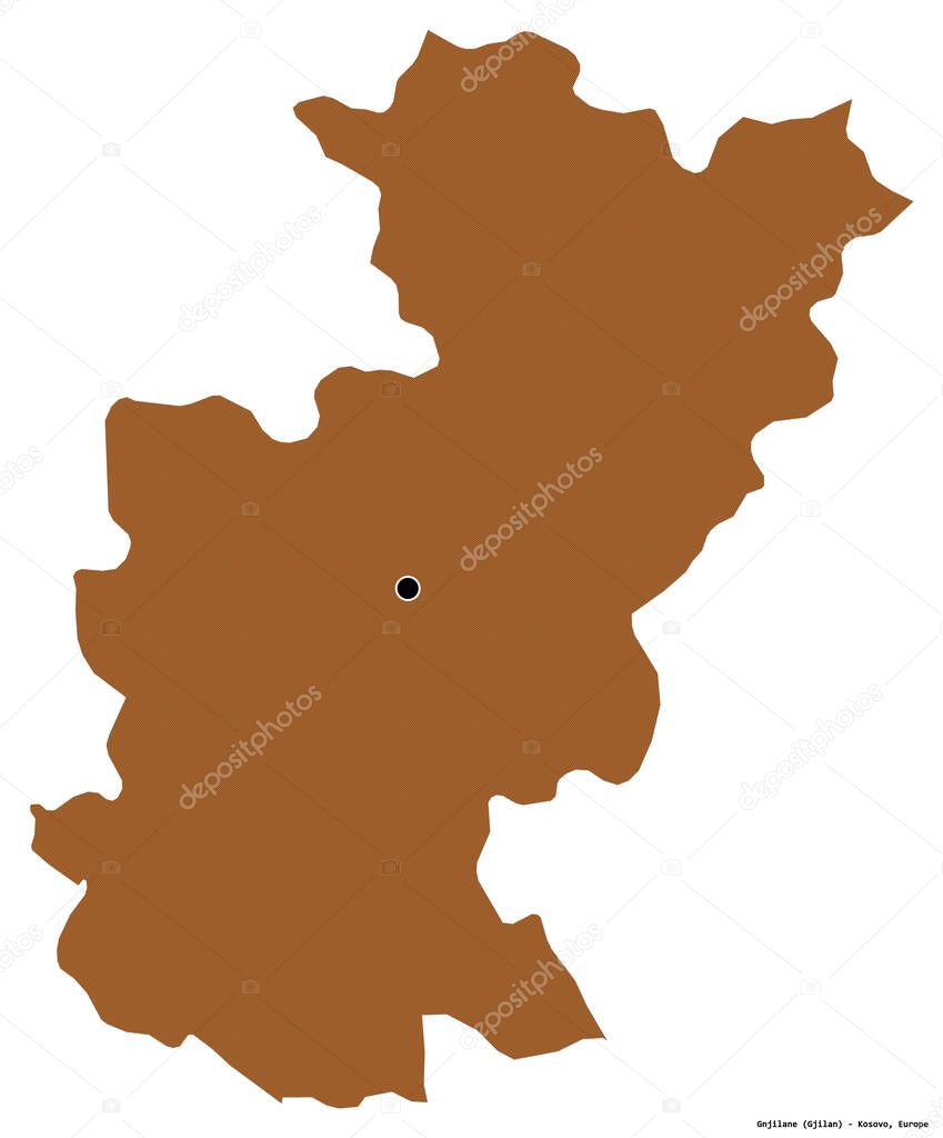 Forma de Gnjilane, distrito de Kosovo, con su capital aislada sobre ...