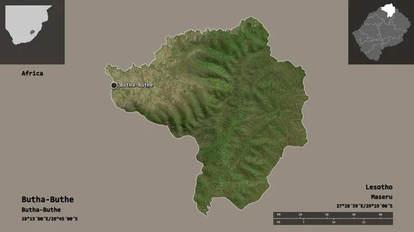 Forma de Butha-Buthe, distrito de Lesotho, y su capital. Escala de ...