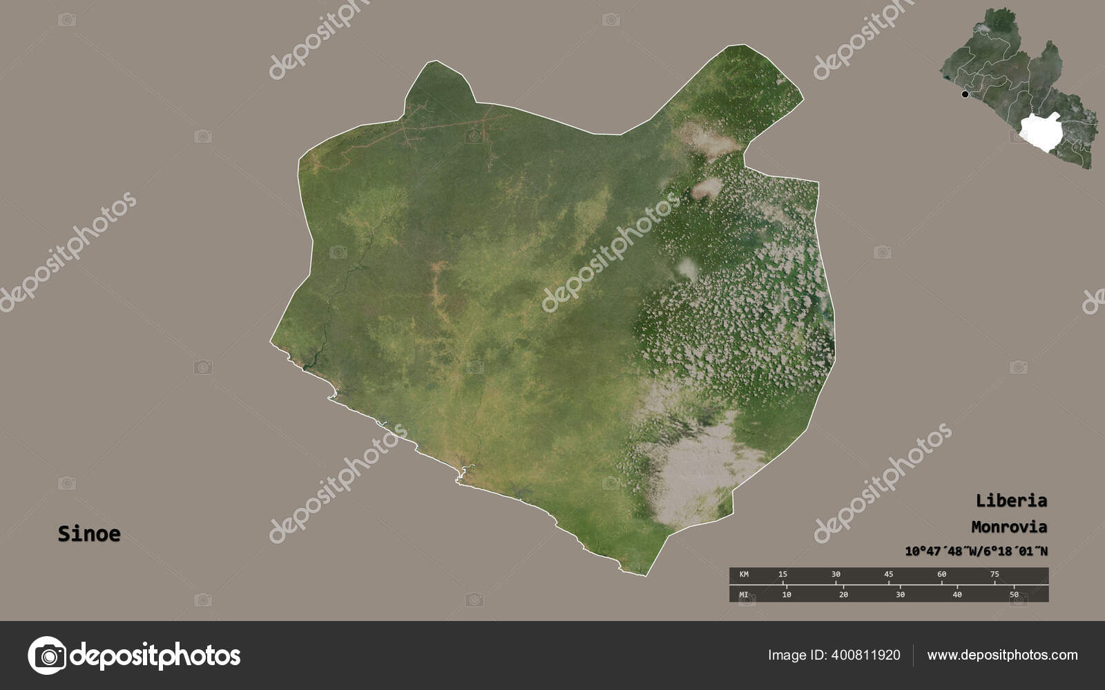 Shape Sinoe County Liberia Its Capital Isolated Solid Background ...