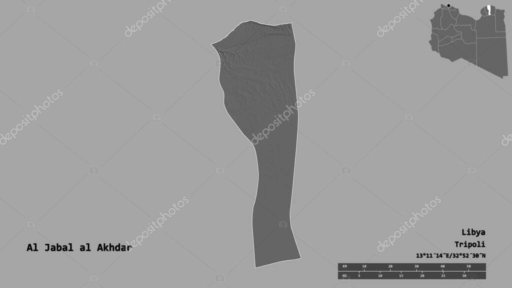 Forma de Al Jabal al Akhdar, distrito de Libia, con su capital aislada ...