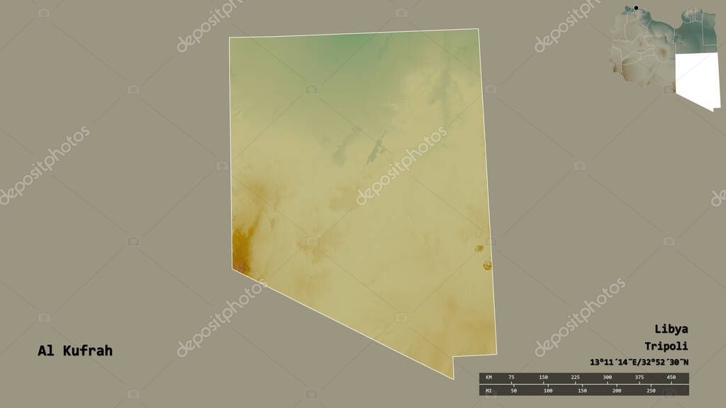 Forma de Al Kufrah, distrito de Libia, con su capital aislada sobre un ...