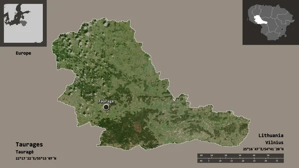 Shape of Taurages, county of Lithuania, and its capital. Distance scale ...