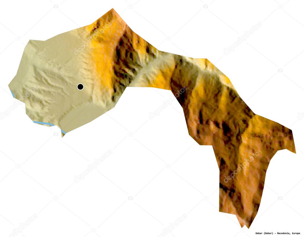 Forma de Debar, municipio de Macedonia, con su capital aislada sobre ...