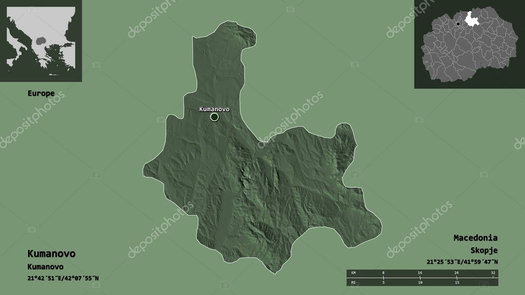 Forma de Kumanovo, municipio de Macedonia, y su capital. Escala de ...