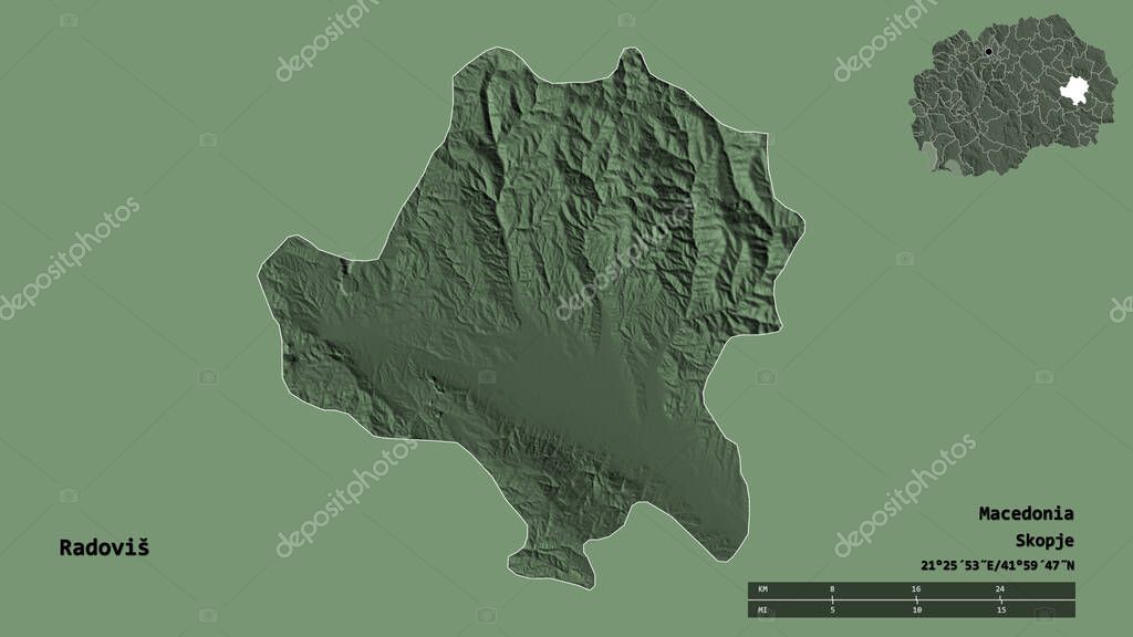 Forma de Radovis, municipio de Macedonia, con su capital aislada sobre ...