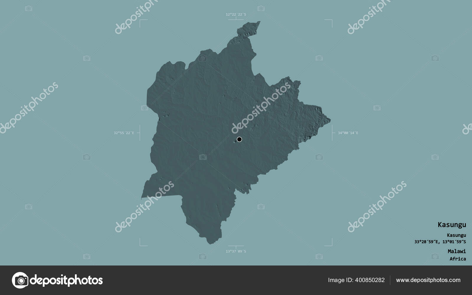 Area Kasungu District Malawi Isolated Solid Background Georeferenced ...