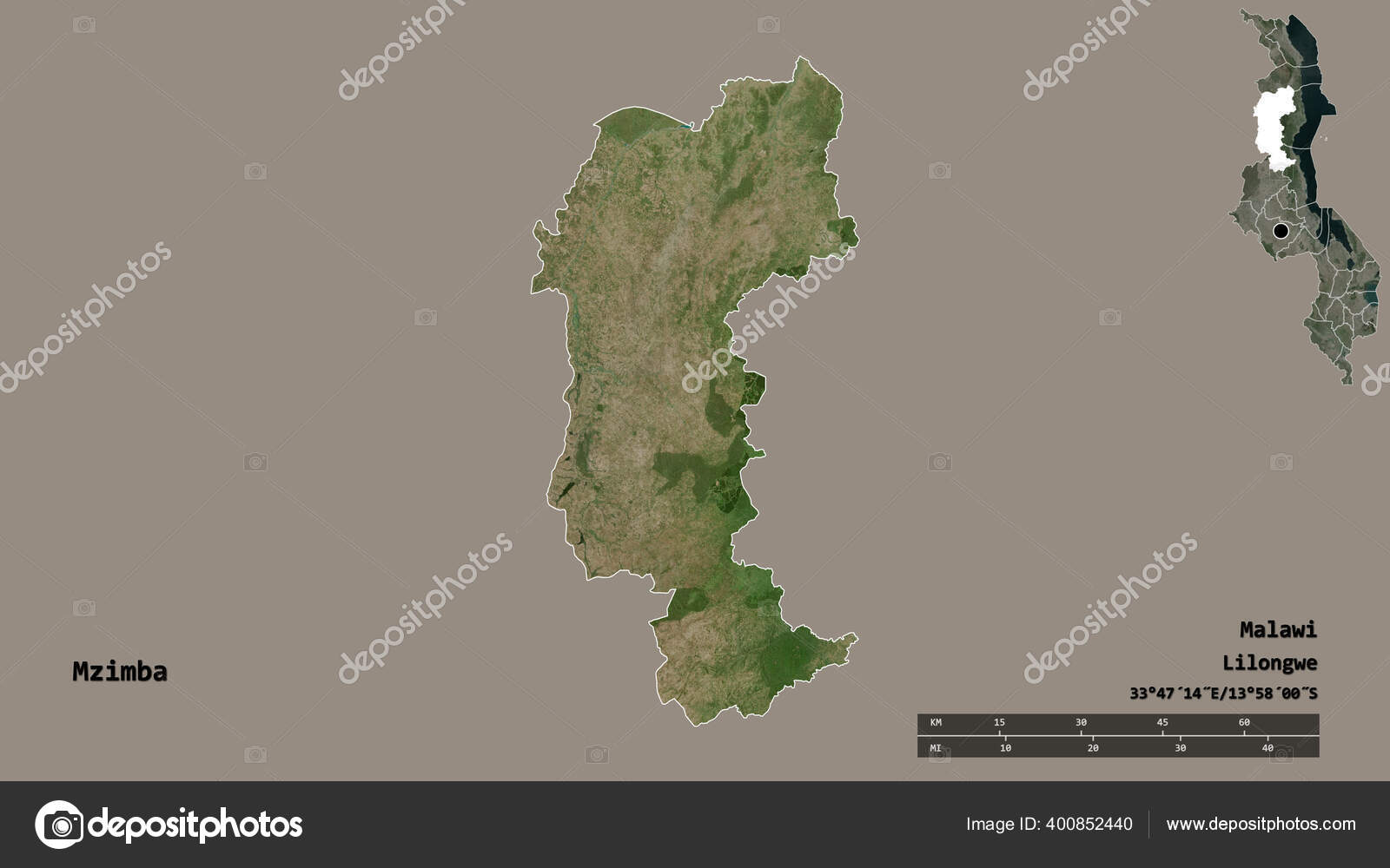 Shape Mzimba District Malawi Its Capital Isolated Solid Background ...