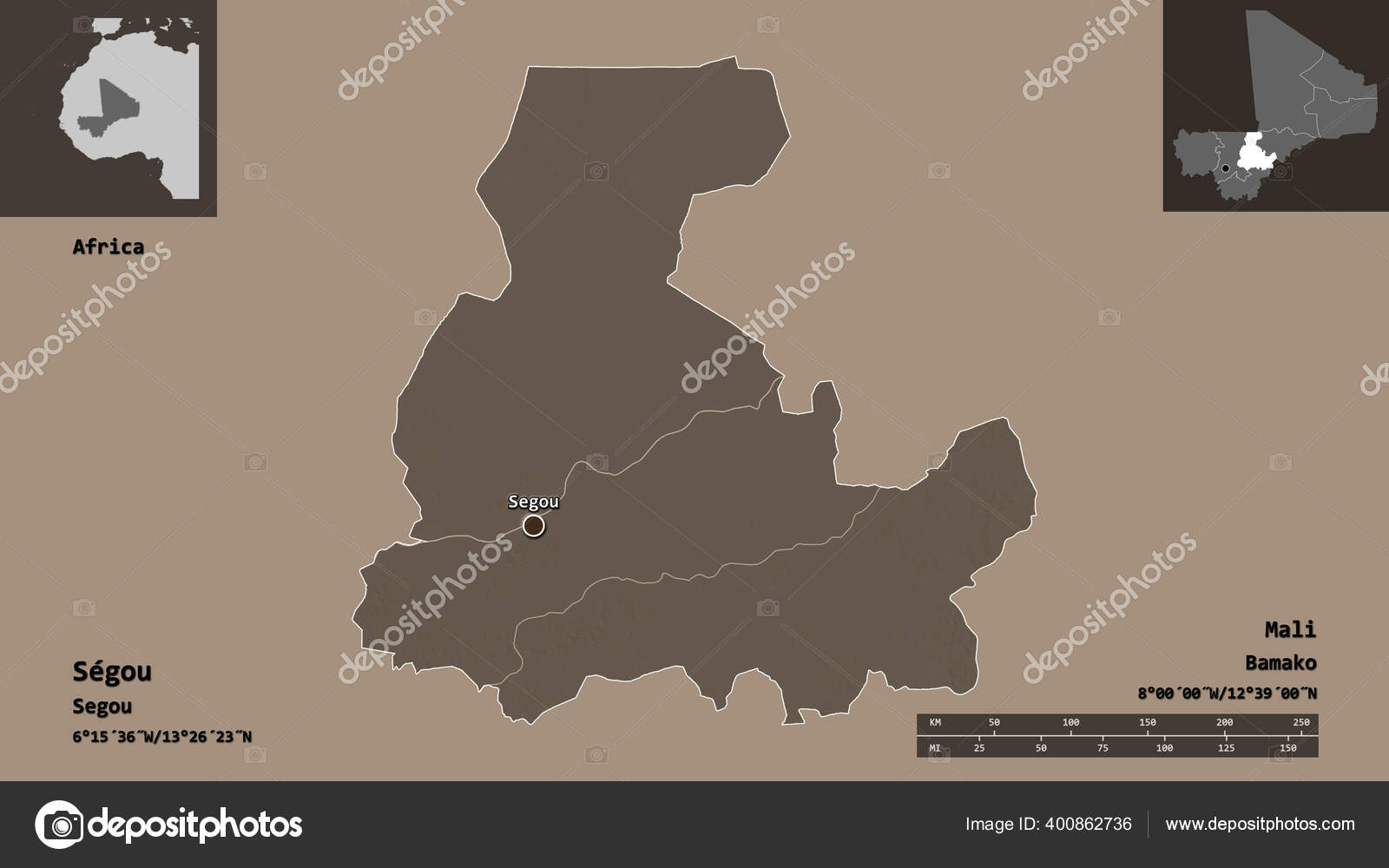 Shape Segou Region Mali Its Capital Distance Scale Previews Labels ...