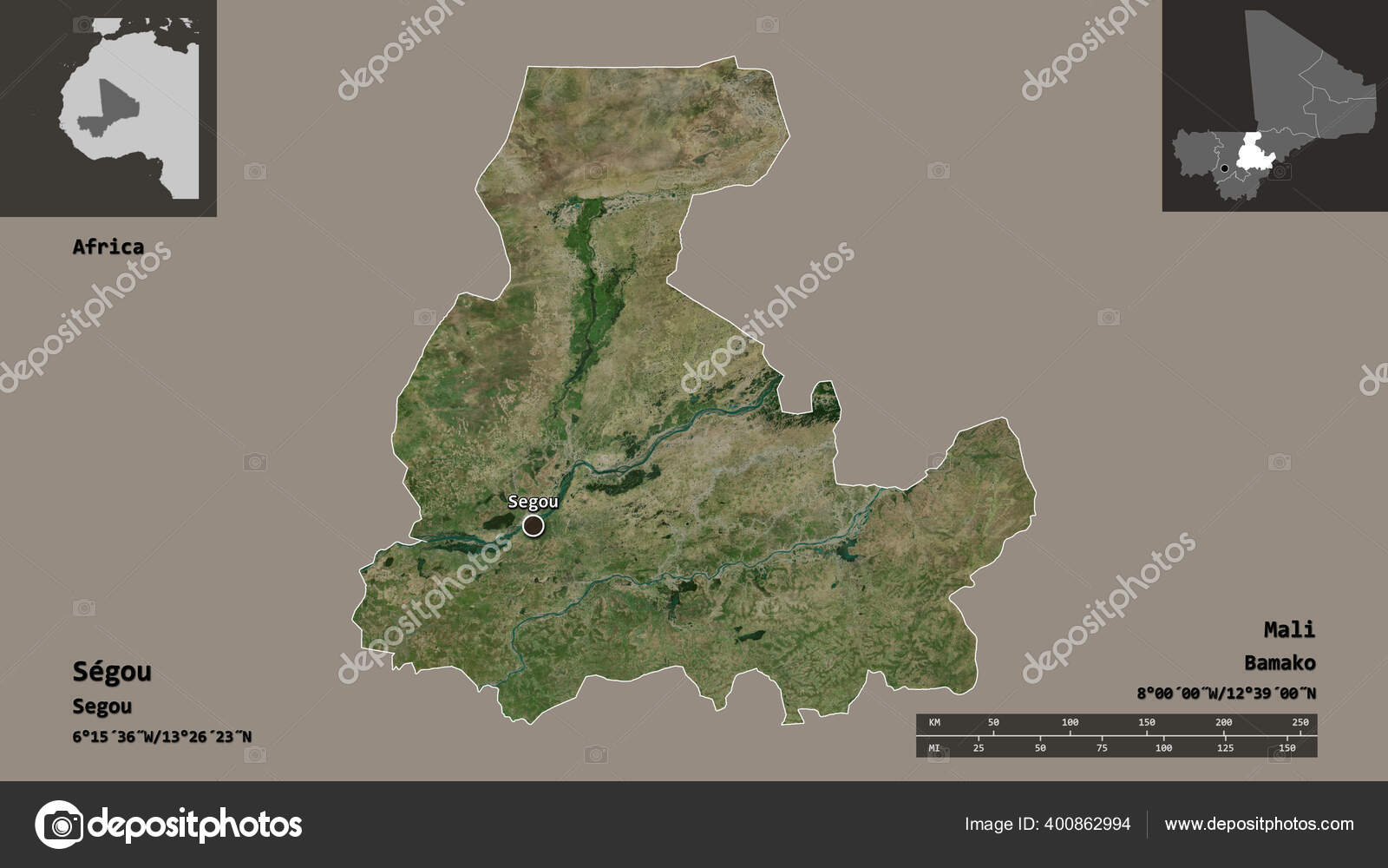 Shape Segou Region Mali Its Capital Distance Scale Previews Labels ...