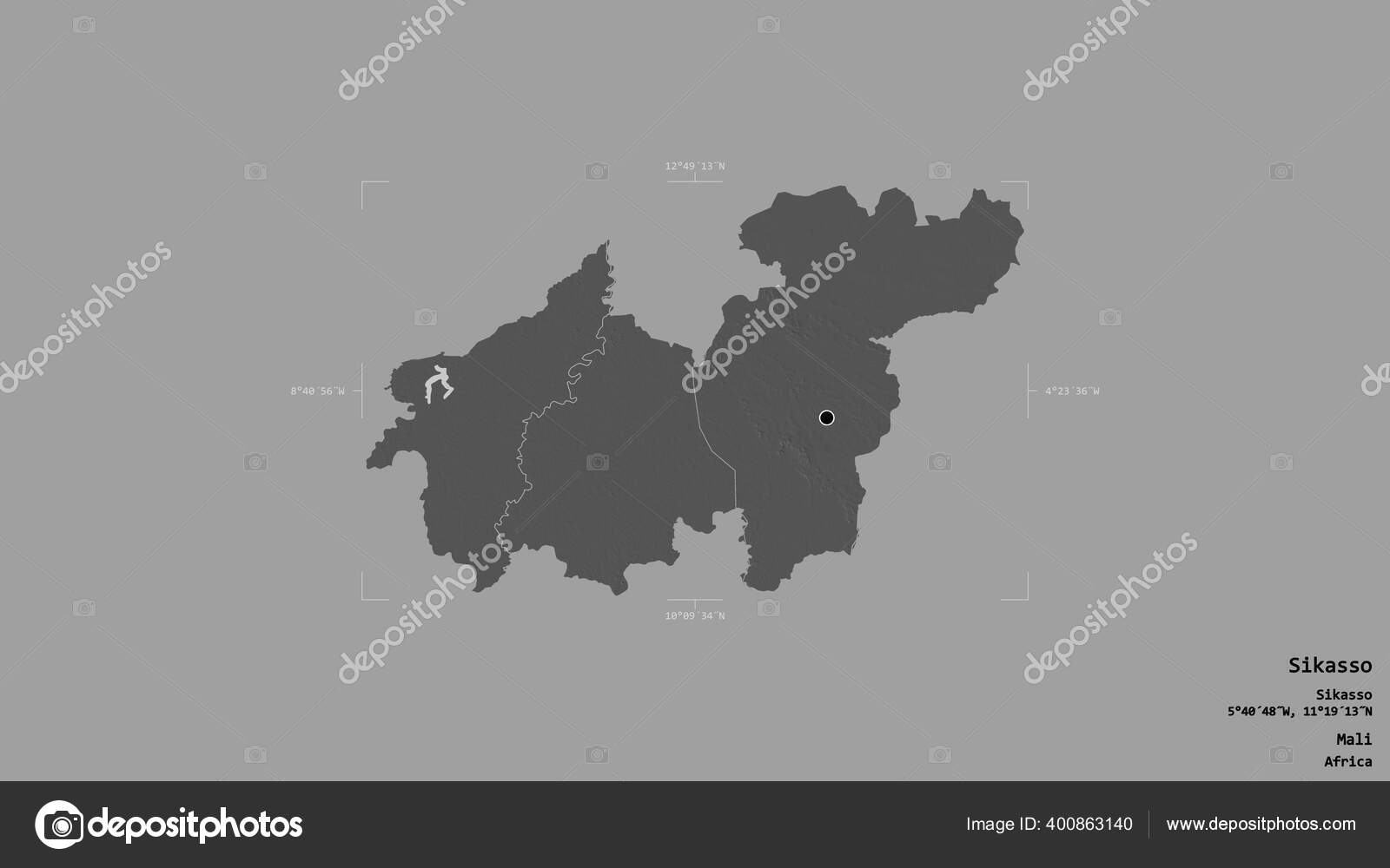 Area Sikasso Region Mali Isolated Solid Background Georeferenced ...