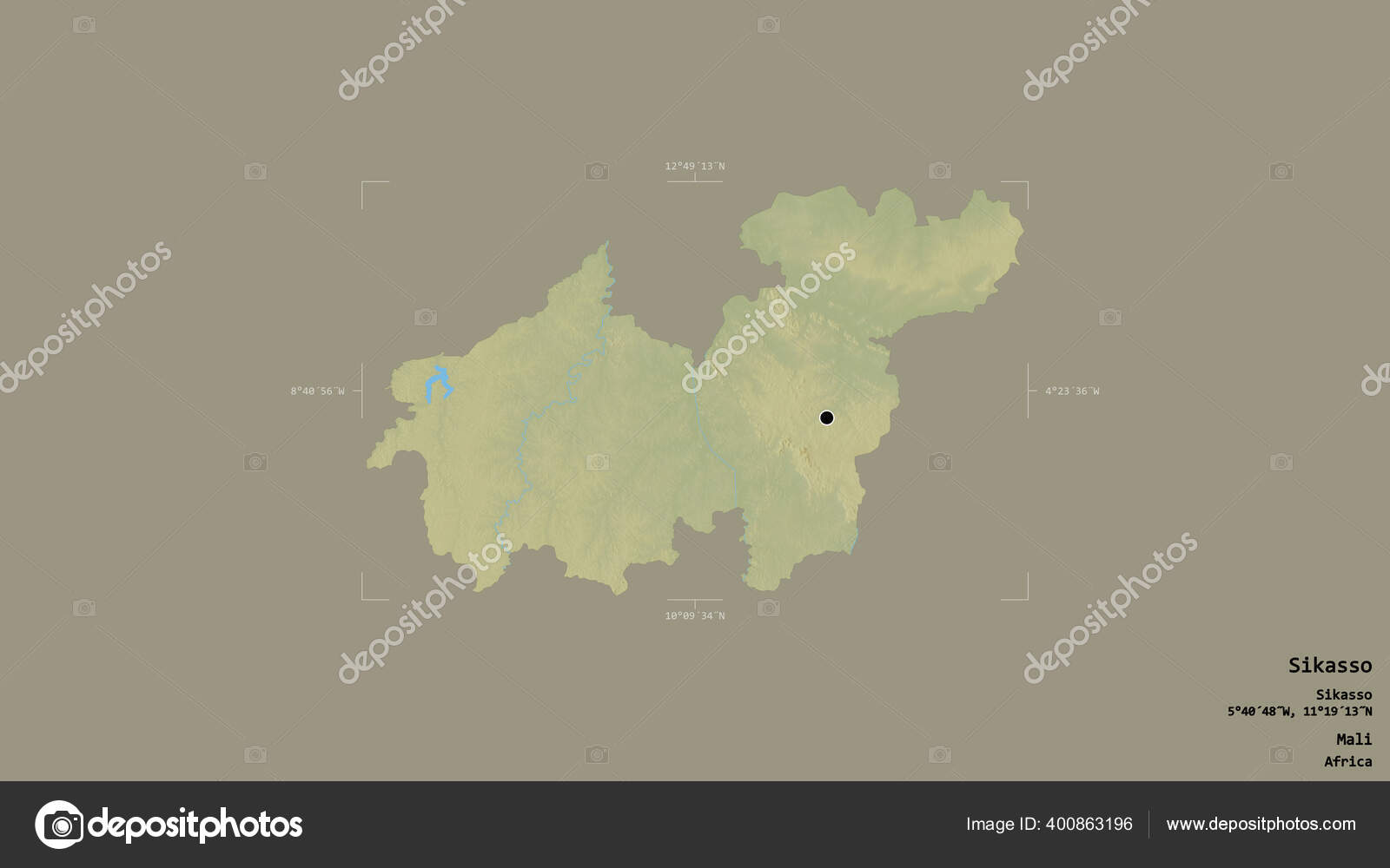 Area Sikasso Region Mali Isolated Solid Background Georeferenced ...