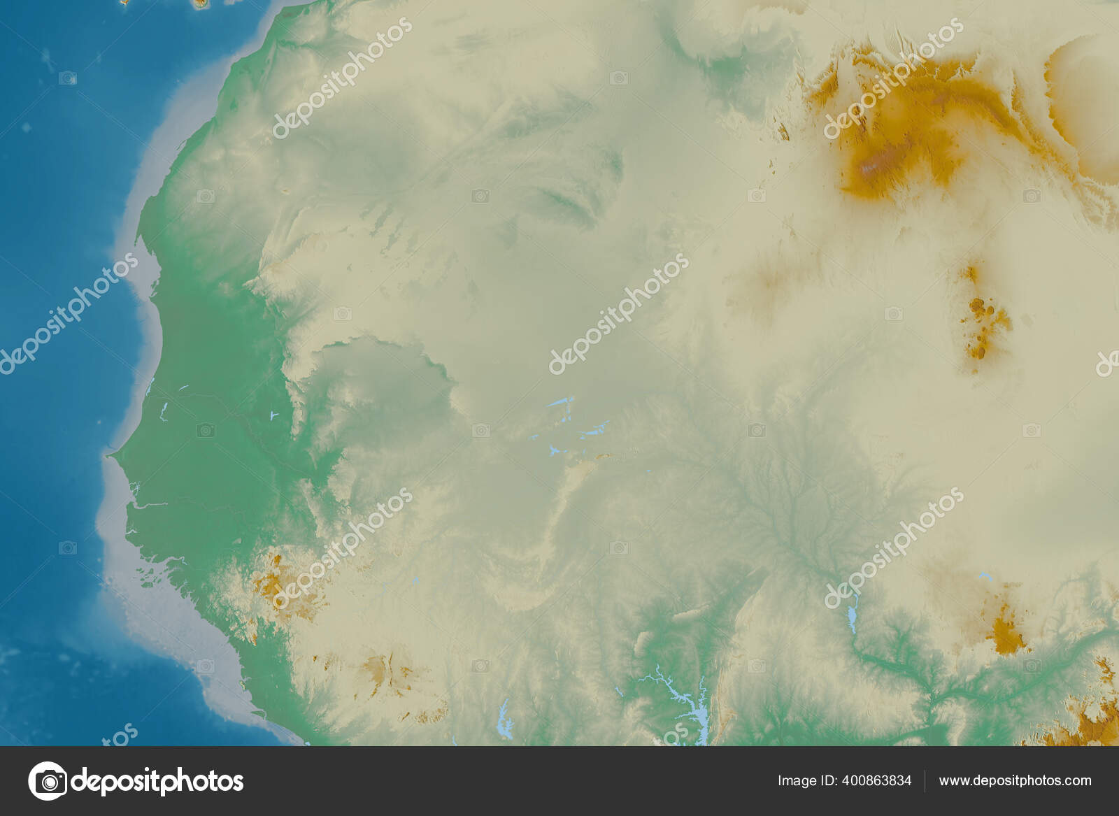Extended Area Mali Topographic Relief Map Rendering — Stock Photo ...
