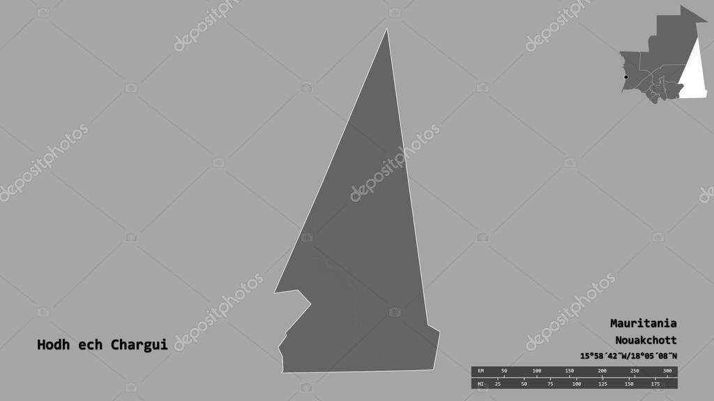 Forma de Hodh ech Chargui, región de Mauritania, con su capital aislada ...