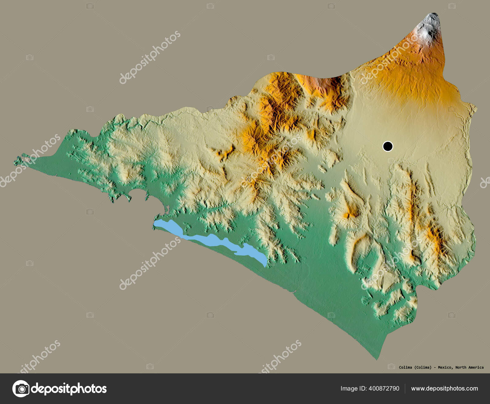 Shape Colima State Mexico Its Capital Isolated Solid Color Background ...