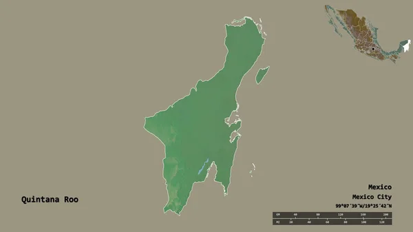 Shape of Quintana Roo, state of Mexico, with its capital isolated on ...