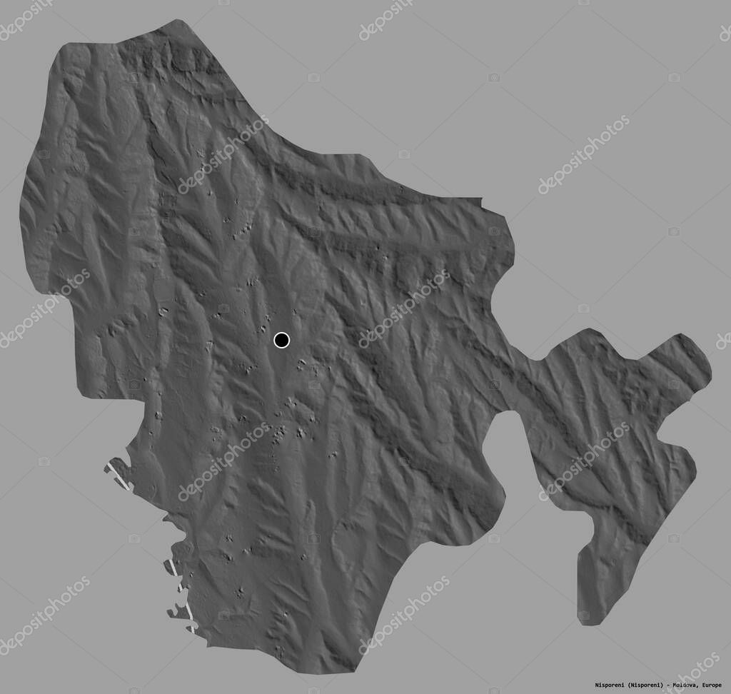 Forma de Nisporeni, distrito de Moldavia, con su capital aislada sobre ...