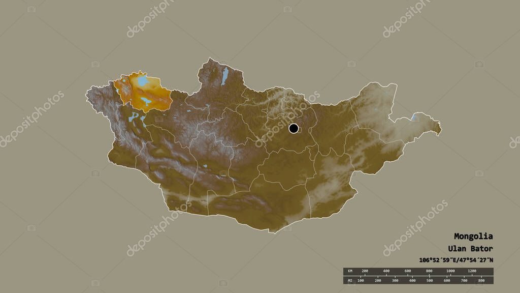 Forma desnaturalizada de Mongolia con su capital, división regional ...