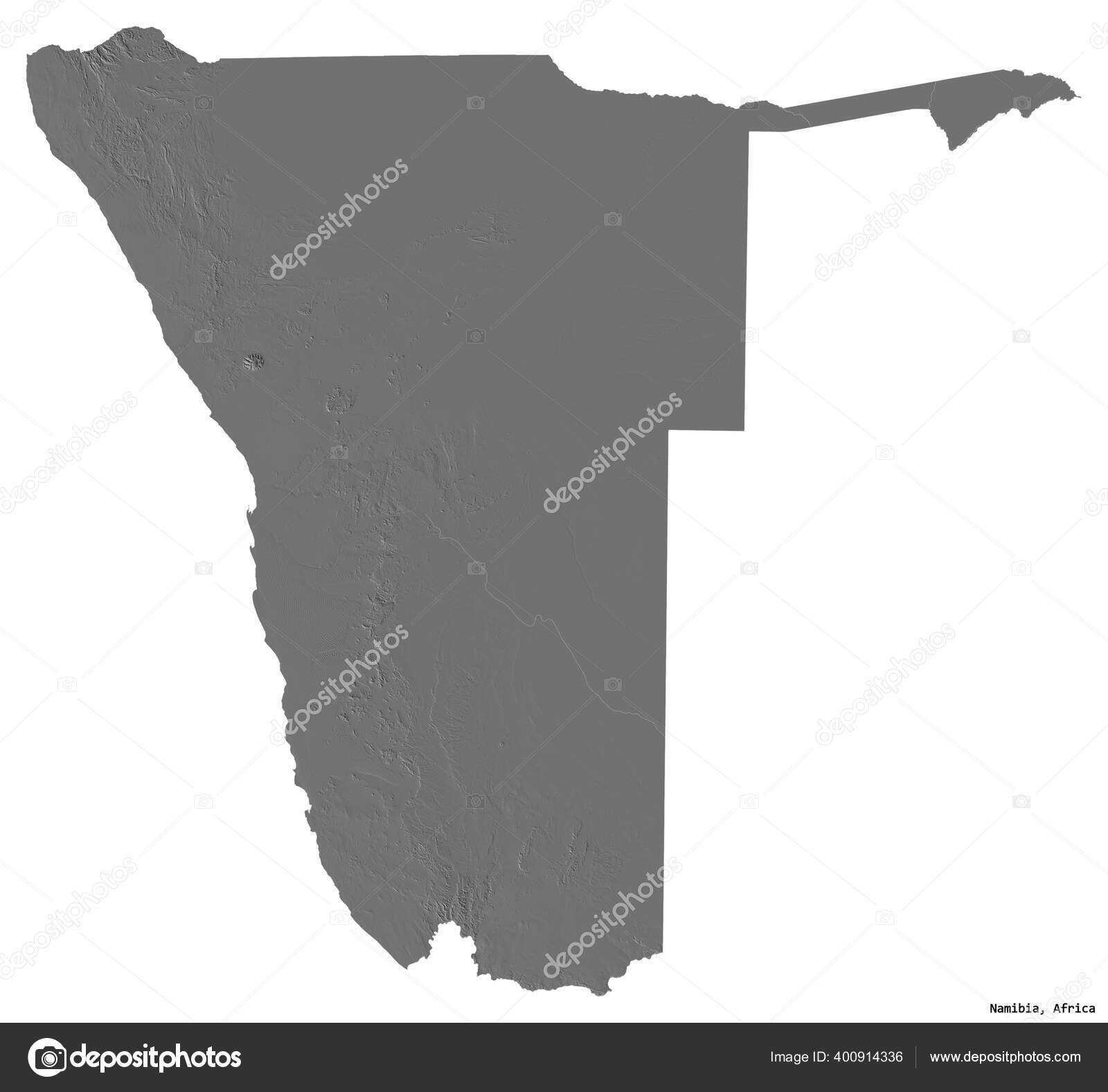 Shape Namibia Its Capital Isolated White Background Bilevel Elevation ...