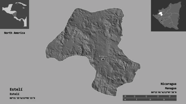 Forma de Esteli, departamento de Nicaragua, y su capital. Escala de ...