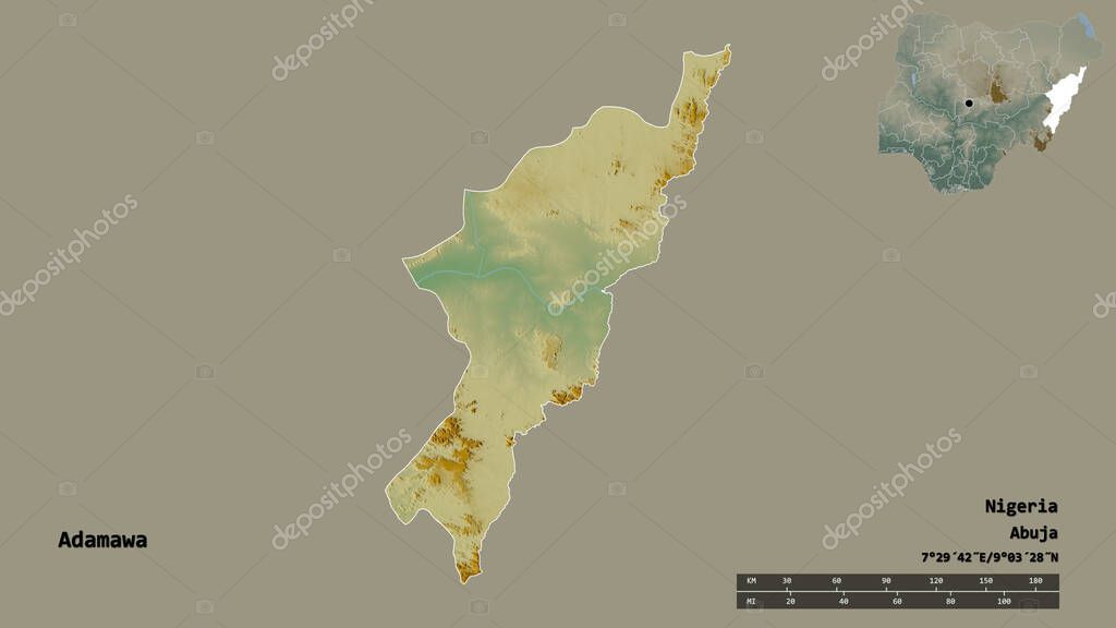 Forma de Adamawa, estado de Nigeria, con su capital aislada sobre un ...