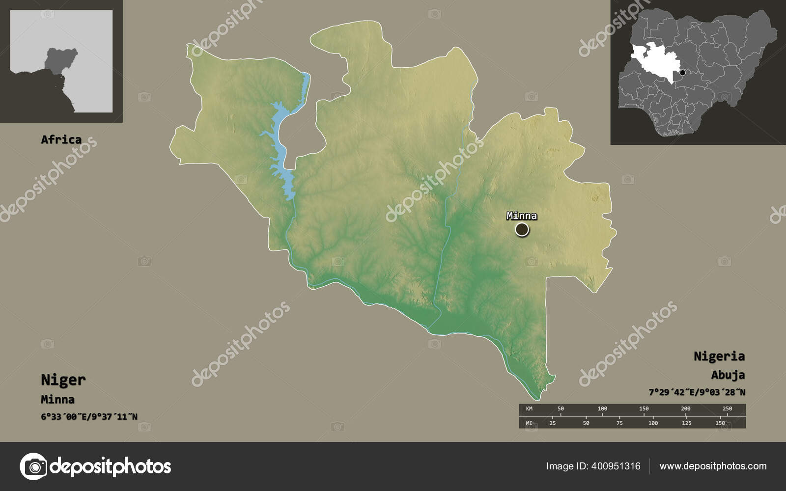 Shape Niger State Nigeria Its Capital Distance Scale Previews Labels ...