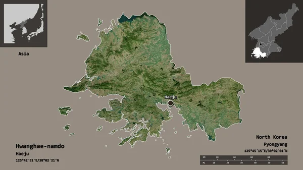 Shape of Hwanghae-namdo, province of North Korea, and its capital ...